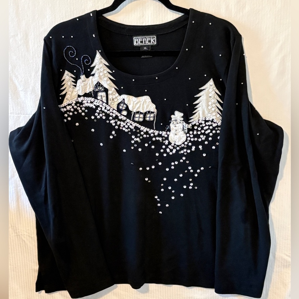 Berek Black And White Winter Wonderland Scene Tunic - Gem